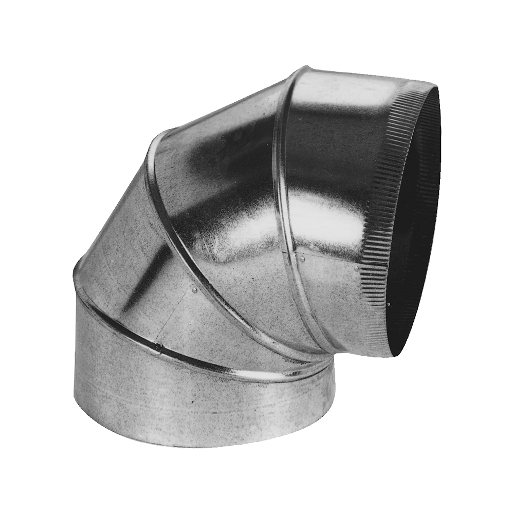 Duct Elbow, Adjustable, Round, 90 deg, 14 in, 28 gauge, Hemmed x Crimp