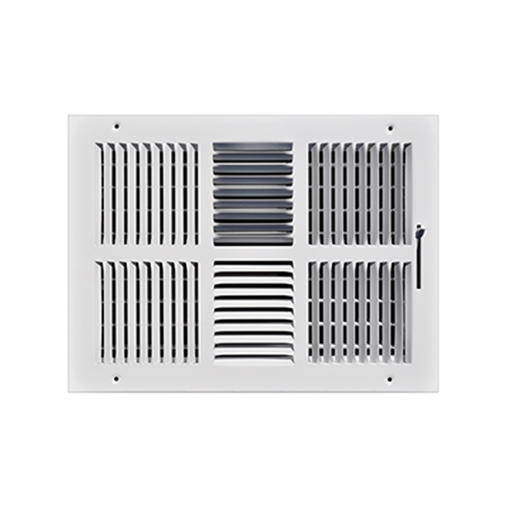 Ceiling Register, 4-Way Stamped, 10 in WD, 8 in HT, White