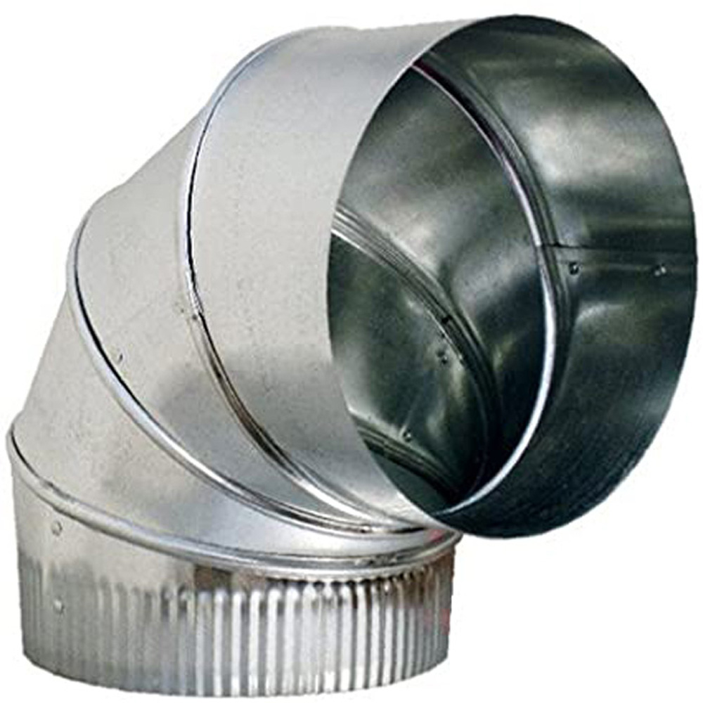 Duct Elbow, Adjustable, Round, 90 deg, 9 in, 28 gauge, ASTM A653