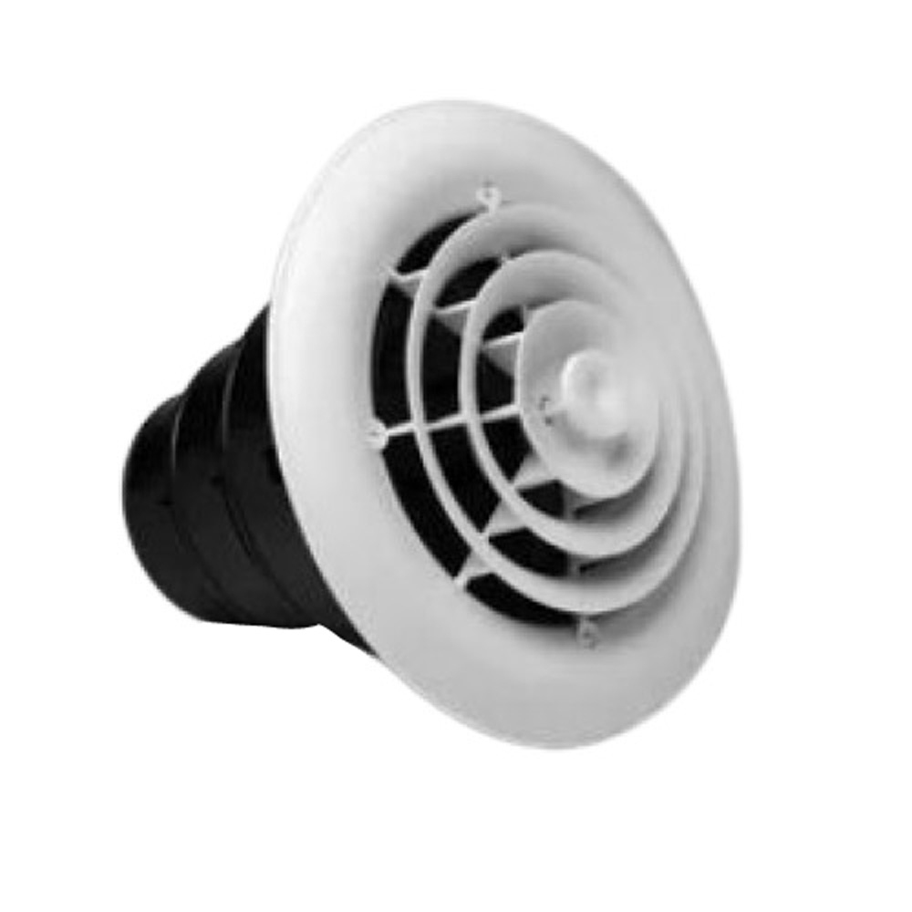 Diffuser, 1-Way, Air, Ceiling, Round, Plastic, White